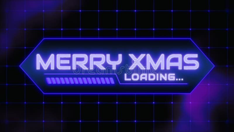 Merry XMAS on Digital Screen with HUD Elements and Neon Grid Stock ...