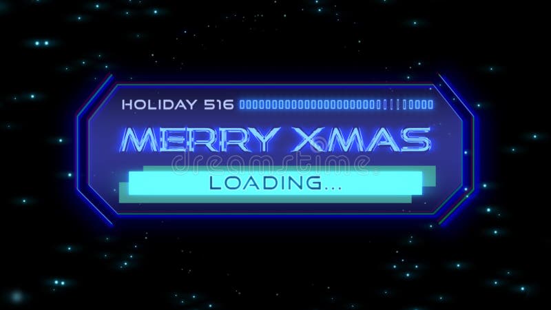 Merry XMAS on Digital Screen with HUD Elements and Neon Grid Stock ...