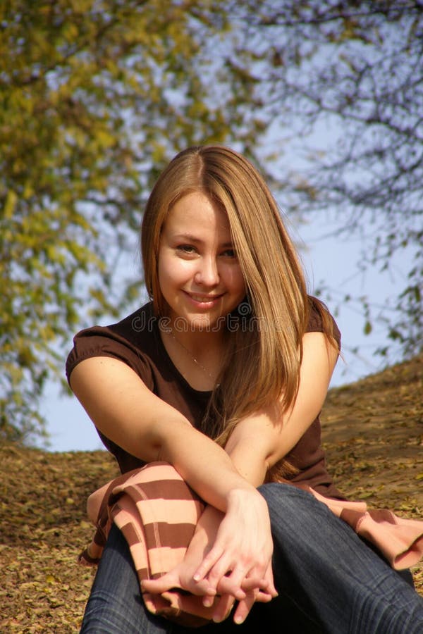 Merry young girl stock image. Image of nature, single - 7157925