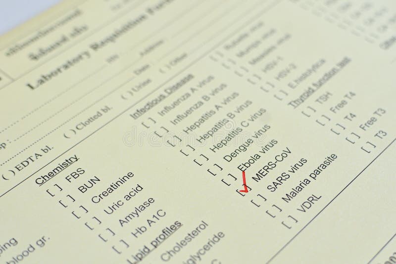 MERS requisition form stock photo. Image of microbiology - 56095136