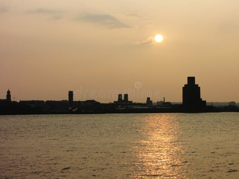 Mersey River Sunset - Liverpool Stock Photo - Image of yellow ...