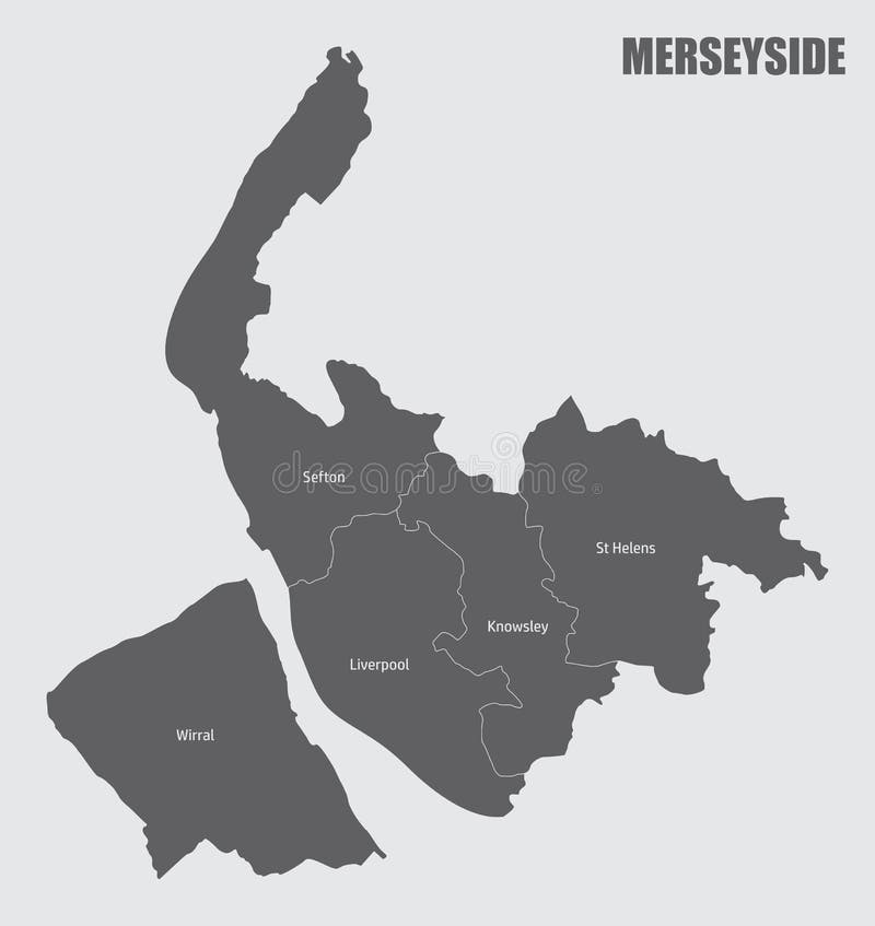 Merseyside County Administrative Map Stock Vector - Illustration of ...