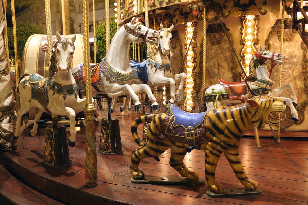 Mery-go-round carousel stock image. Image of circus, fairground - 26393823