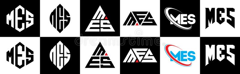 MES Letter Logo Design in Six Style. MES Polygon, Circle, Triangle ...