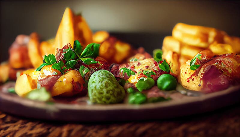 Mesa Con Comida Casera Para Comida Familiar Generativa Stock de ...