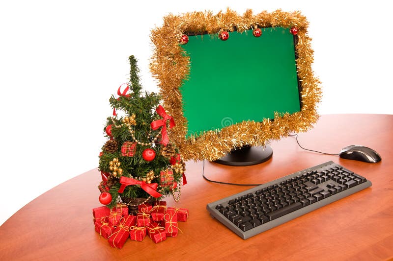 Mesa De Escritório Com Decoração Do Natal Foto de Stock - Imagem de ...