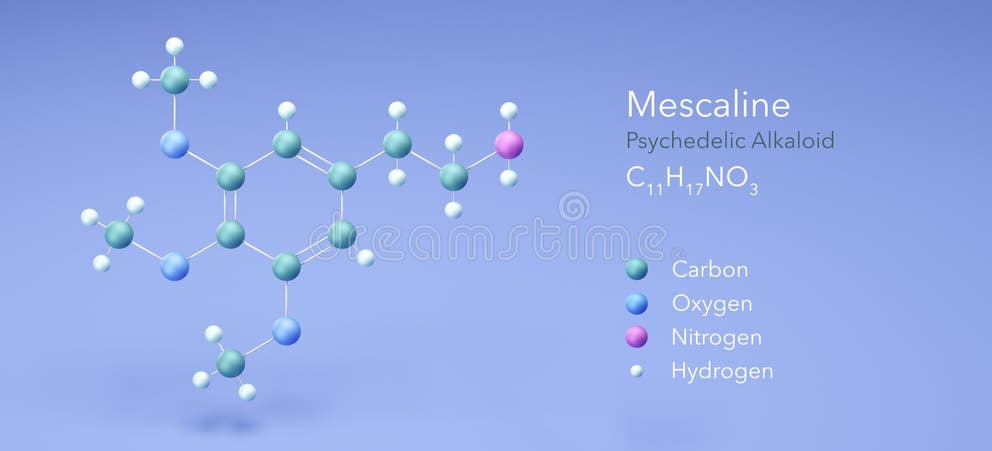 Mescalin, Psychedelic Alkaloid. Molecular Structure 3d Rendering ...