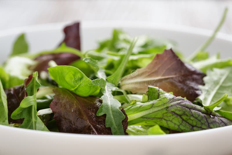 Mesclun Mix Salad In White Bowl Stock Image - Image of radicchio, fresh ...