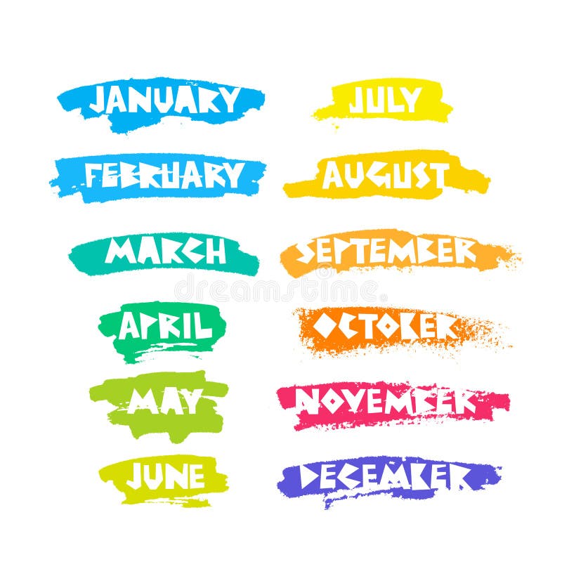 Meses Del Año Letras Del Vector Ilustración del Vector - Ilustración de ...