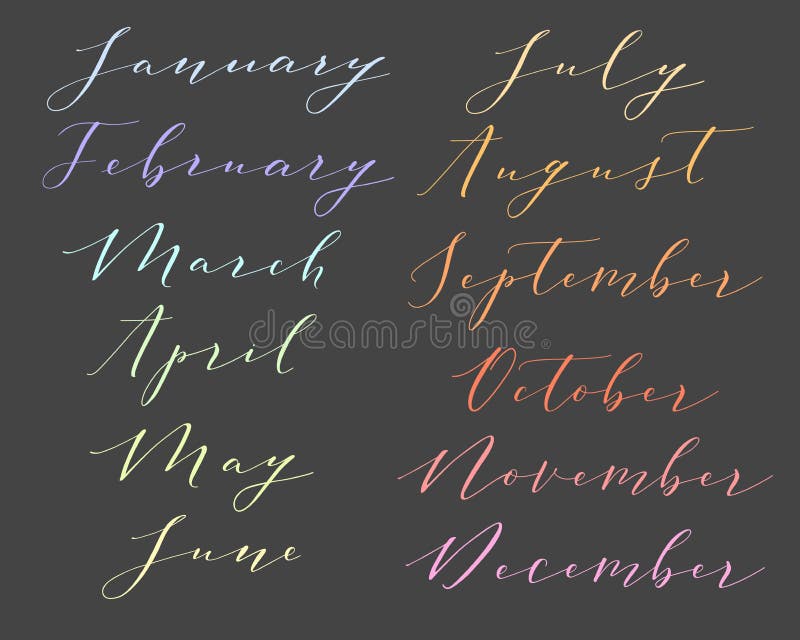 Meses Indicados Con Letras De La Mano Ilustración del Vector ...