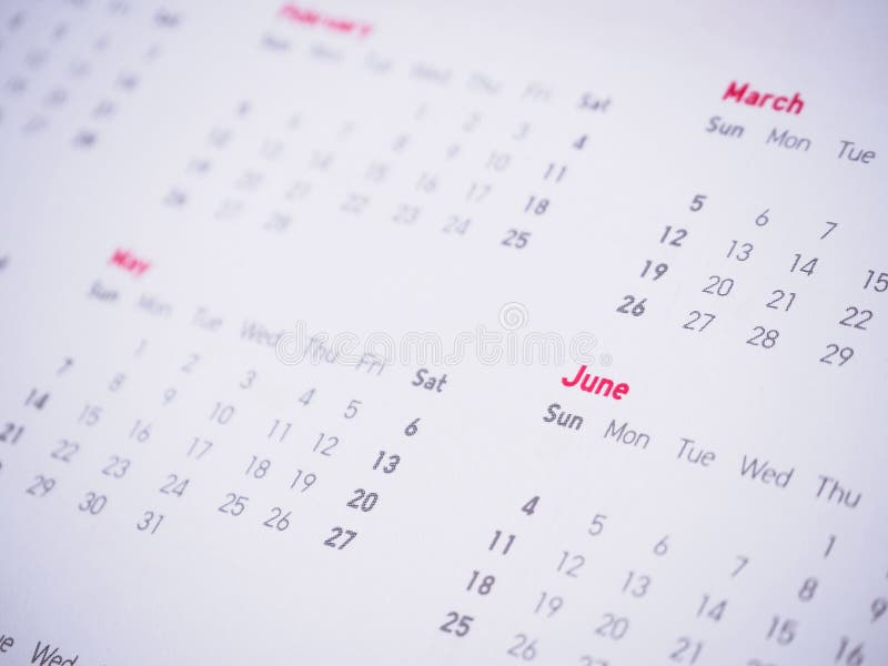 Meses Y Fechas En Calendario Imagen de archivo - Imagen de calendario ...