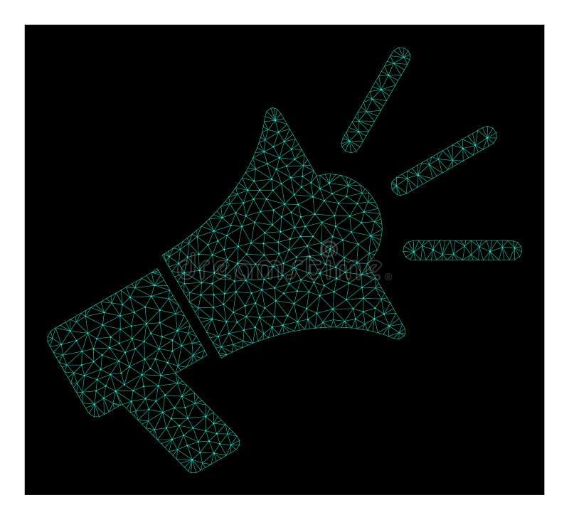 Mesh Advertising Megaphone in Polygonal 2D Vector Style Stock Vector ...
