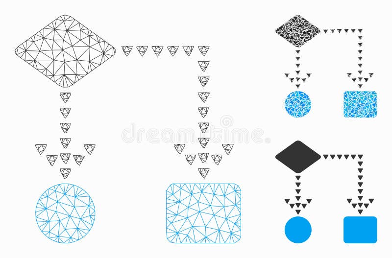 Algorithm Flowchart Vector Mesh Carcass Model And Triangle Mosaic Icon