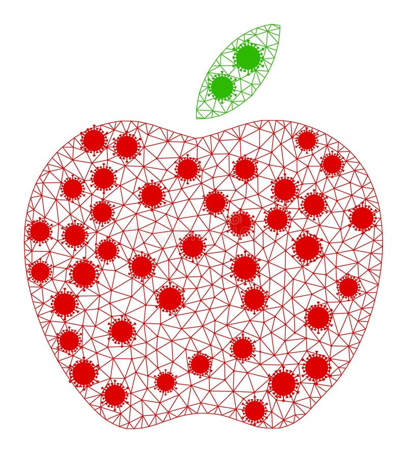 Apple Carcass Mesh Icon with Coronavirus Centers Stock Vector ...