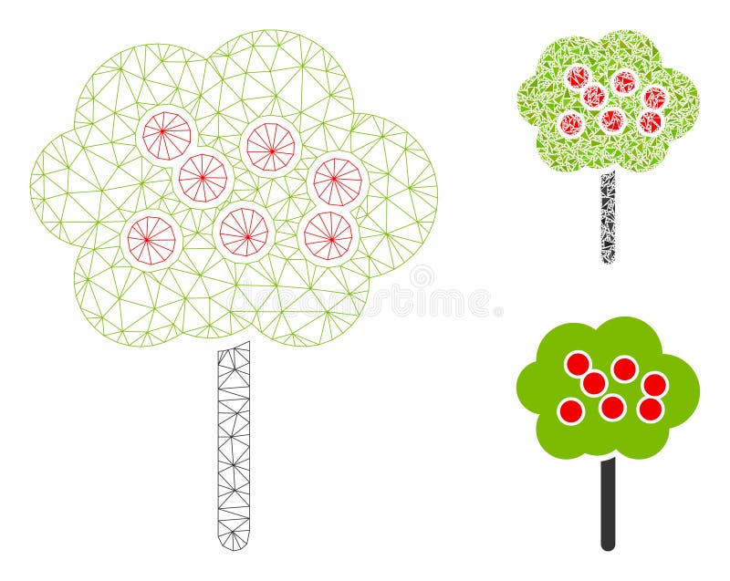 Apple Tree Vector Mesh Wire Frame Model and Triangle Mosaic Icon Stock ...