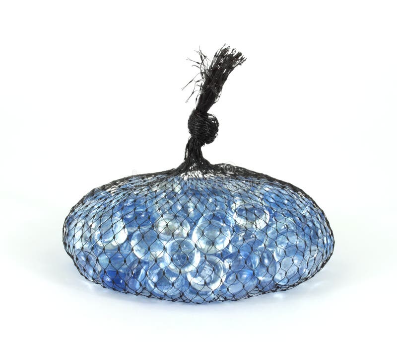 Mesh Bag of Blue Marble Stones Stock Photo - Image of black ...