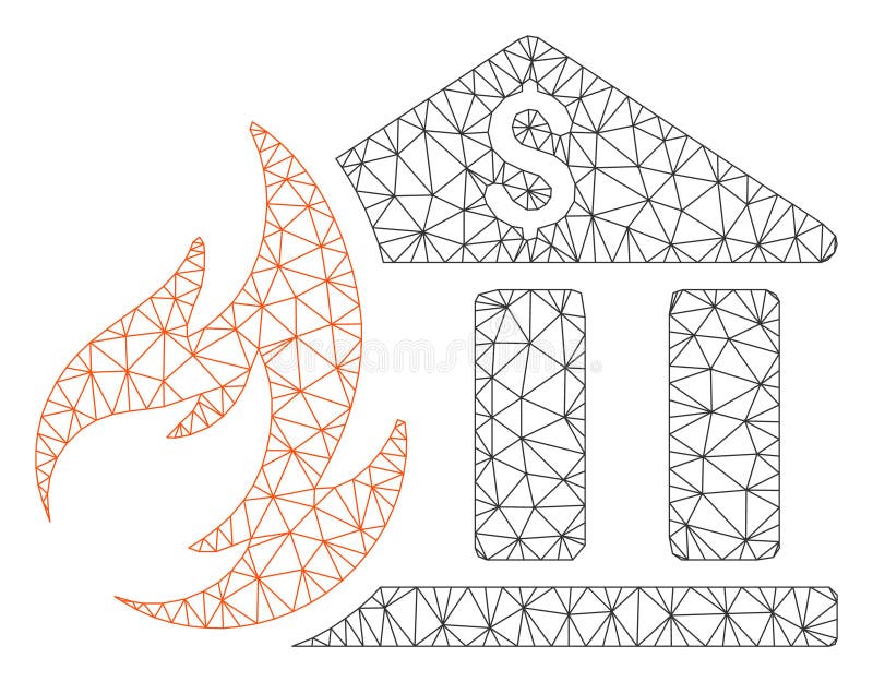 Bank Fire Disaster Vector Mesh Carcass Model Stock Vector ...
