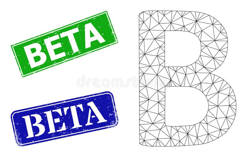 Rubber Beta Imprints and Polygonal Mesh Beta Greek Symbol Icon Stock ...