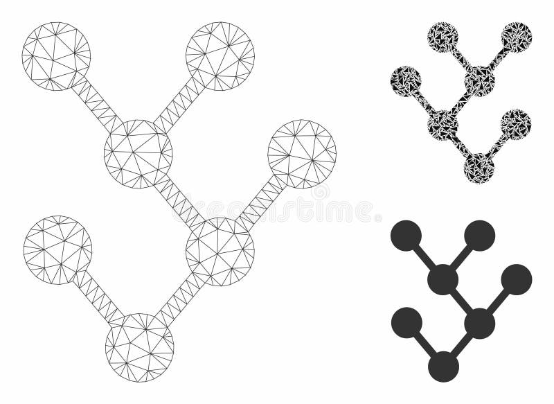Binary Tree Vector Mesh Carcass Model And Triangle Mosaic Icon Stock Vector Illustration Of