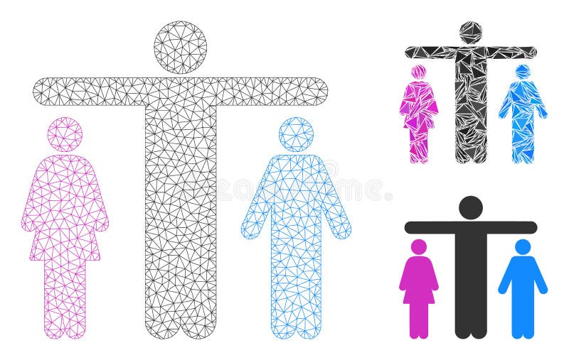 Bisexual Person Vector Mesh Carcass Model and Triangle Mosaic Icon ...