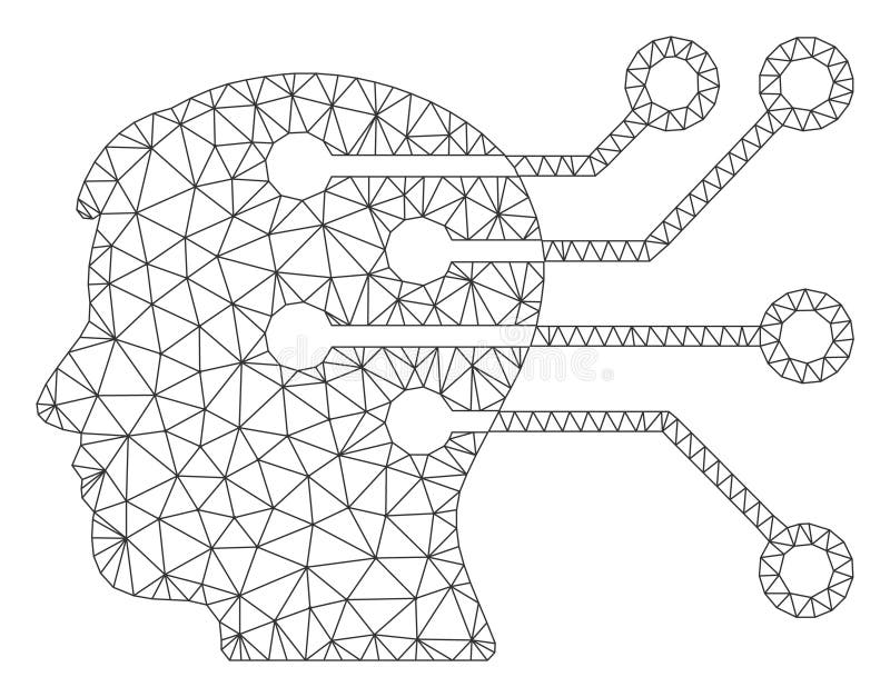 Brain Interface Circuit Polygonal Frame Vector Mesh Illustration Stock ...
