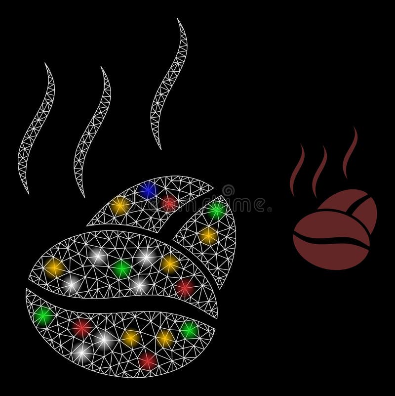 Mesh Cacao Aroma Glare Icon with Multicolored Light Spots Stock Vector ...