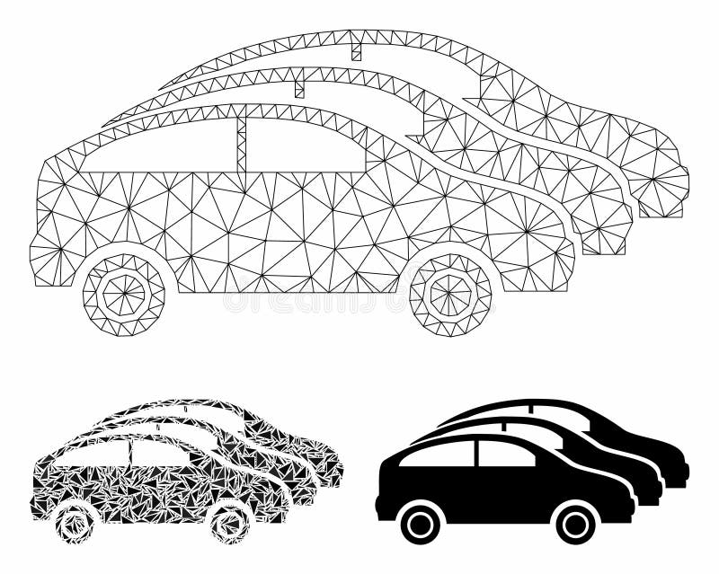 Car Traffic Vector Mesh Carcass Model and Triangle Mosaic Icon Stock ...