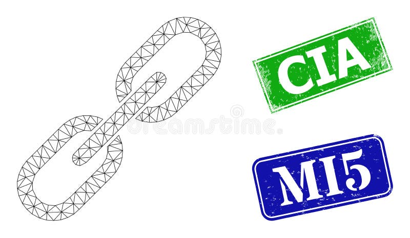 Rubber CIA Seals and Triangle Mesh Chain Icon Stock Vector ...