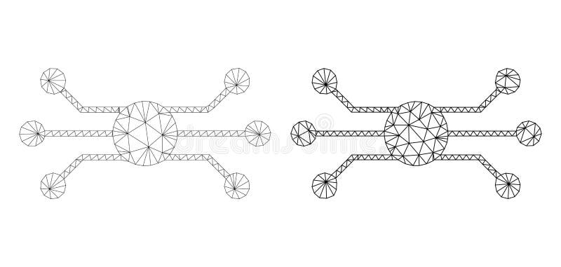 Mesh Circuit Node Icon Variants in Polygonal Wire Frame Vector Style ...