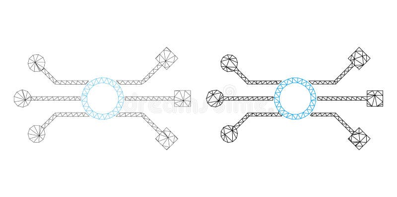 Mesh Circuit Scheme Icon Variants in Polygonal Network Vector Style ...