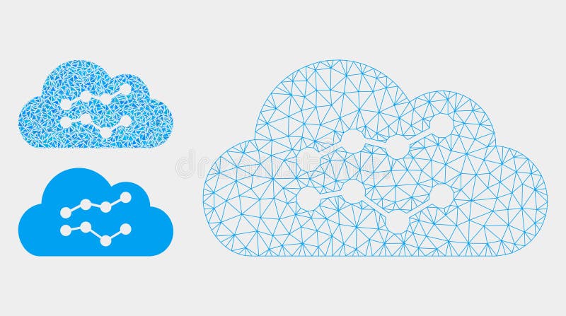 Cloud Charts Vector Mesh Network Model and Triangle Mosaic Icon Stock ...