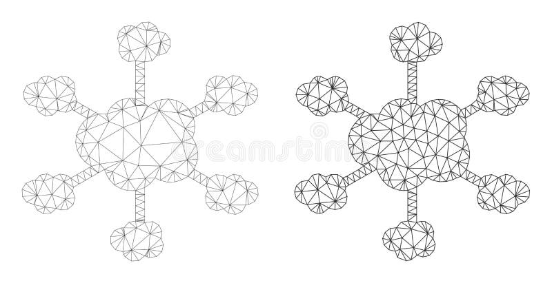 Mesh Cloud Network Icon Variants in Polygonal Flat Vector Style Stock ...