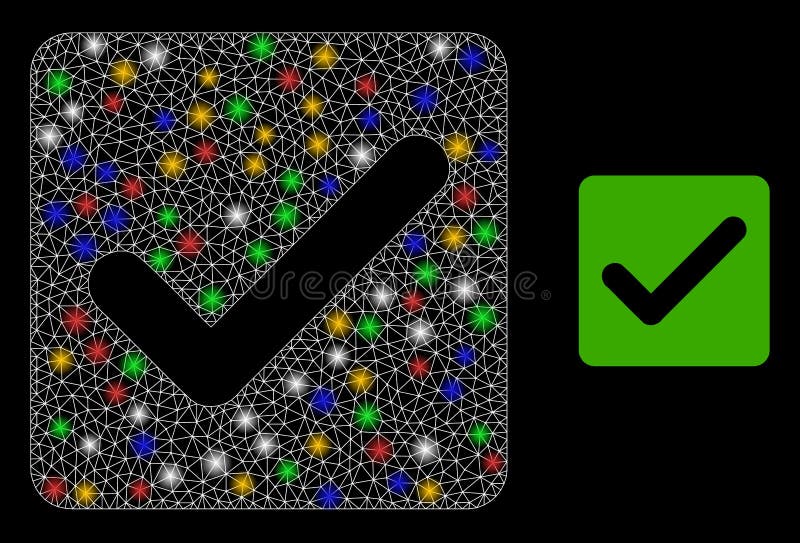 Mesh Confirmation Checkbox Glare Icon with Bright Colored Glare Spots ...