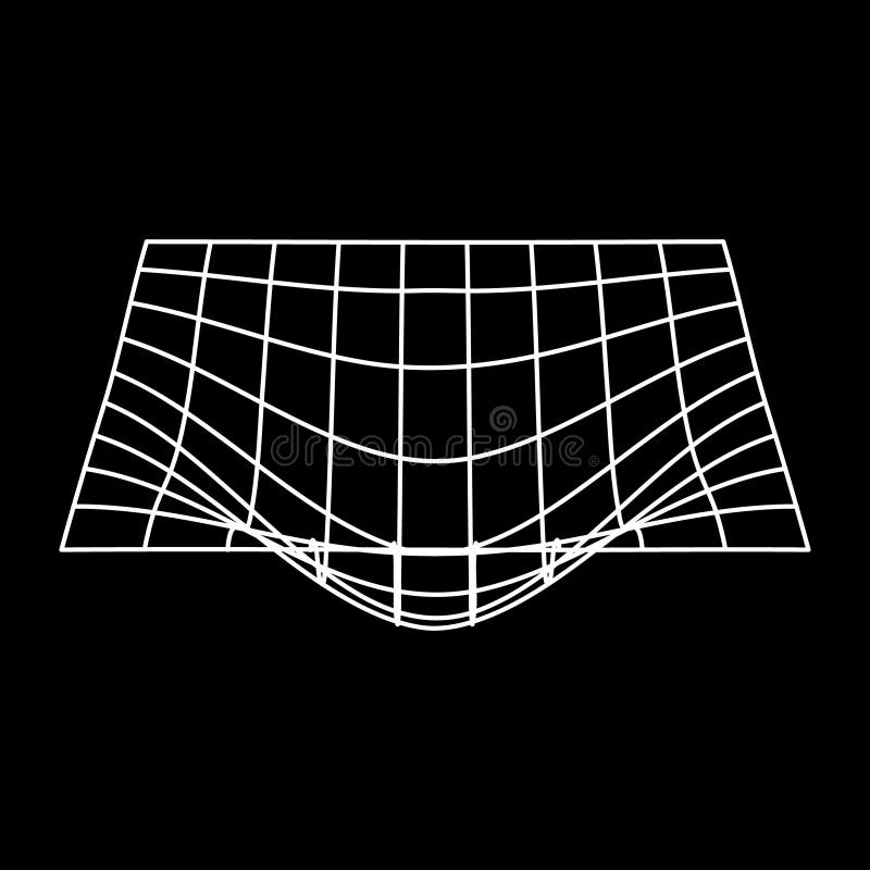 Mesh with Convex Distortion. Plane White Wave Grid. Distorted Grid ...