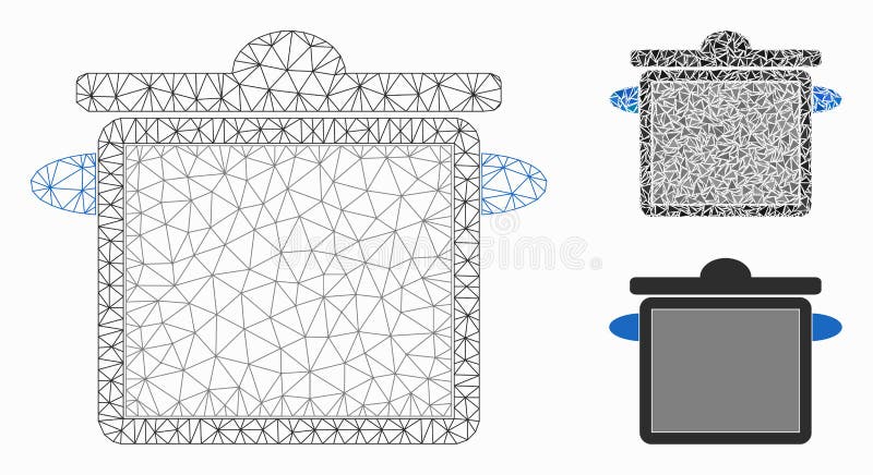 Cooking Pot Vector Mesh 2D Model and Triangle Mosaic Icon Stock Vector ...