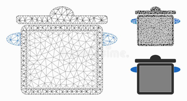Cooking Pot Vector Mesh 2D Model and Triangle Mosaic Icon Stock Vector ...