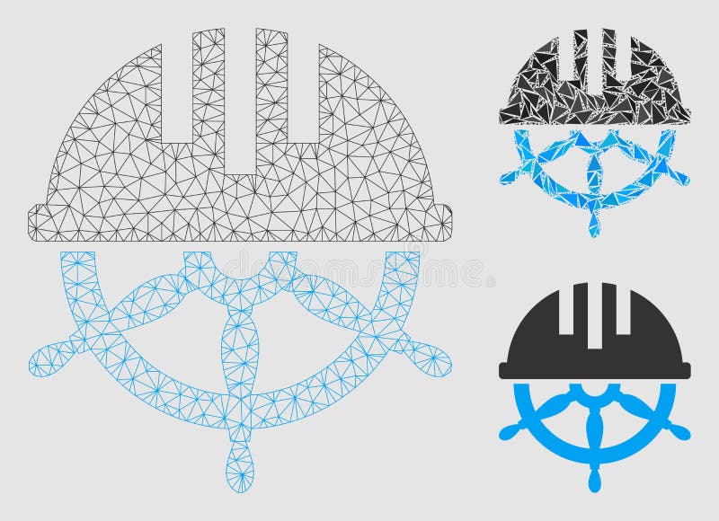 Covered Steering Wheel Vector Mesh 2D Model and Triangle Mosaic Icon ...