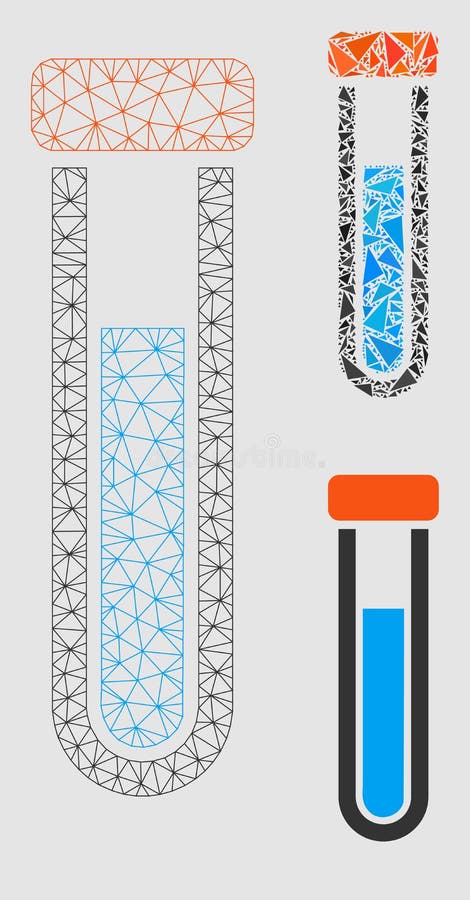 Covered Test Tube Vector Mesh Wire Frame Model and Triangle Mosaic Icon ...