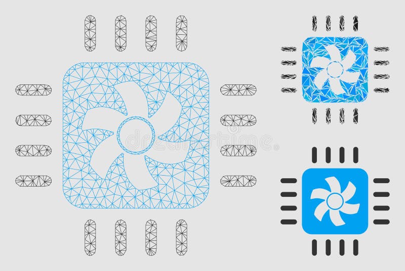 CPU Cooler Vector Mesh 2D Model and Triangle Mosaic Icon Stock Vector ...