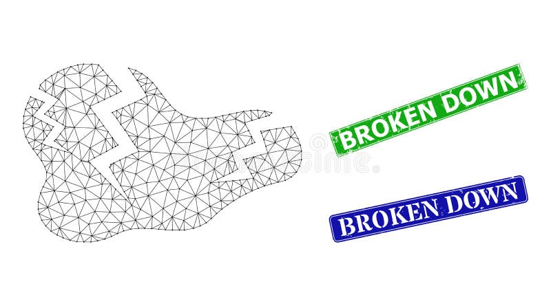Textured Broken Down Imprints and Triangular Mesh Crack Icon Stock ...