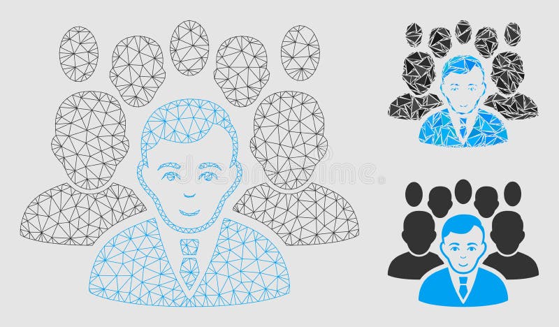 Crowd Vector Mesh Carcass Model and Triangle Mosaic Icon Stock Vector ...