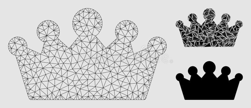 Crown Vector Mesh Carcass Model and Triangle Mosaic Icon Stock Vector ...