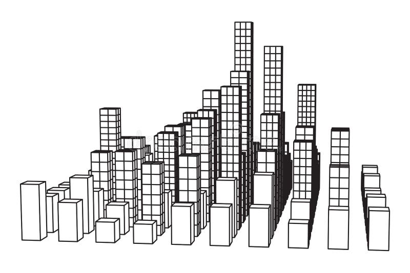 Mesh Cubes City Array vektor illustrationer. Illustration av objekt ...