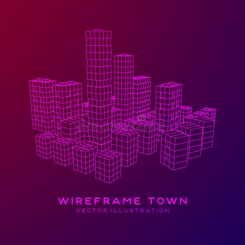 Mesh Cubes City Array stock vector. Illustration of form - 106065012