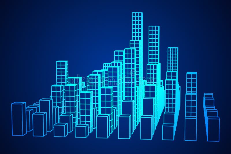 Mesh Cubes City Array stock vector. Illustration of parallelepiped ...