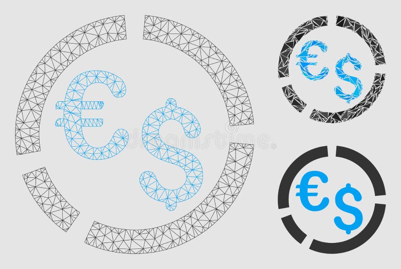 Currency Diagram Vector Mesh Wire Frame Model and Triangle Mosaic Icon ...