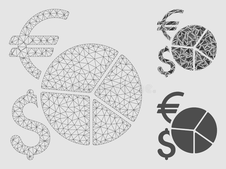 Currency Pie Chart Vector Mesh Wire Frame Model and Triangle Mosaic ...