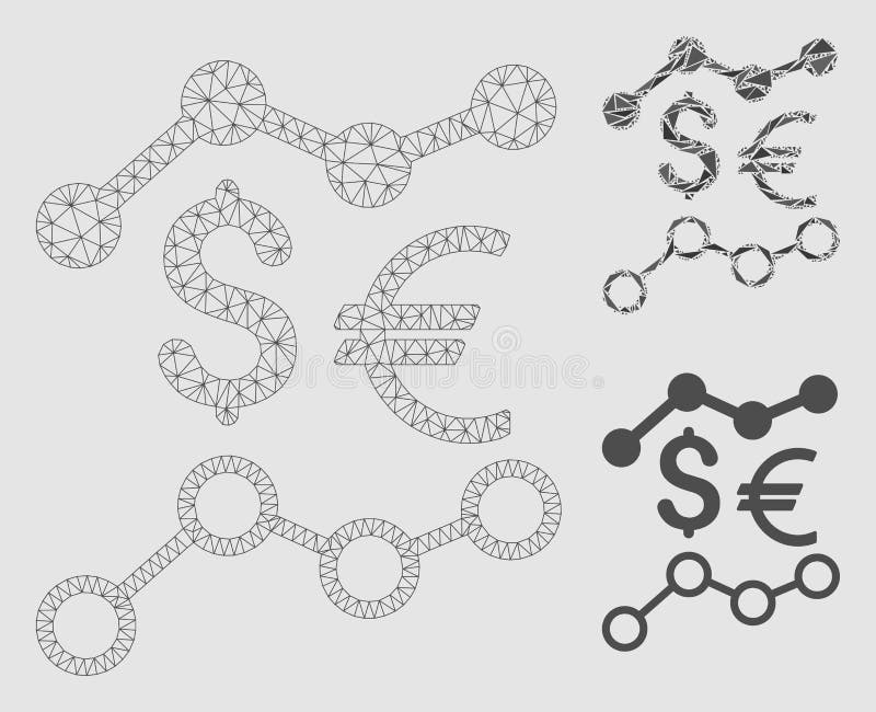 Currency Trends Vector Mesh Wire Frame Model and Triangle Mosaic Icon ...