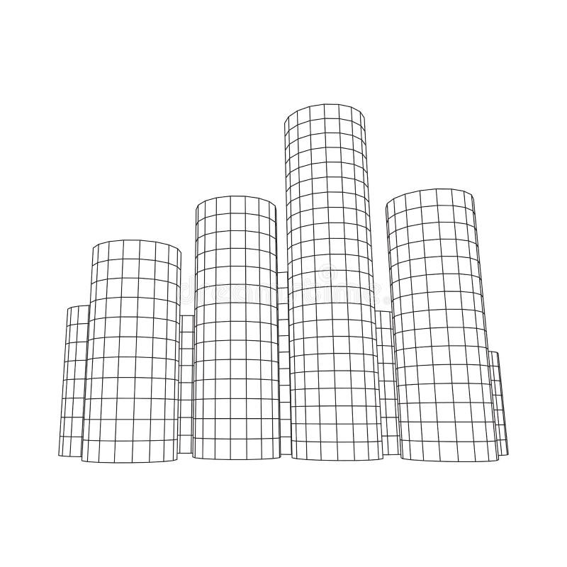 Mesh Cylinder City Array stock vector. Illustration of barrel - 105212711