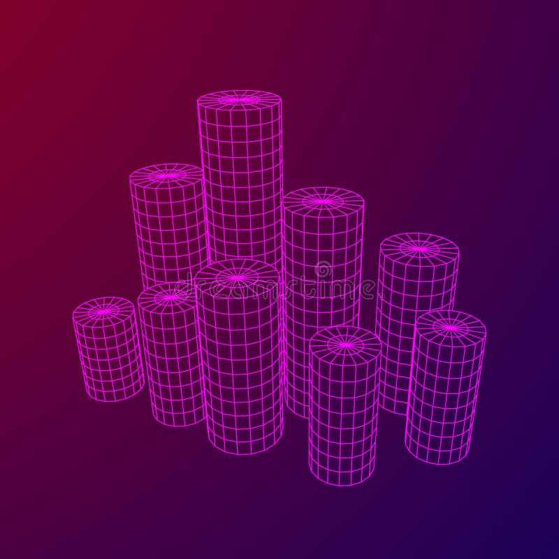 Mesh Cylinder City Array stock vector. Illustration of fractal - 105972195